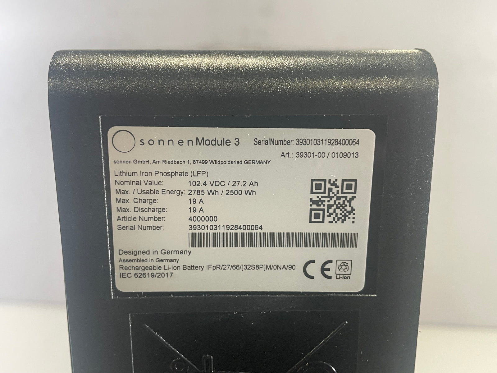 Sonnen LFP Energy Storage Pack 102.4v 27.2 Ah 32s8p – Battery Clearing ...